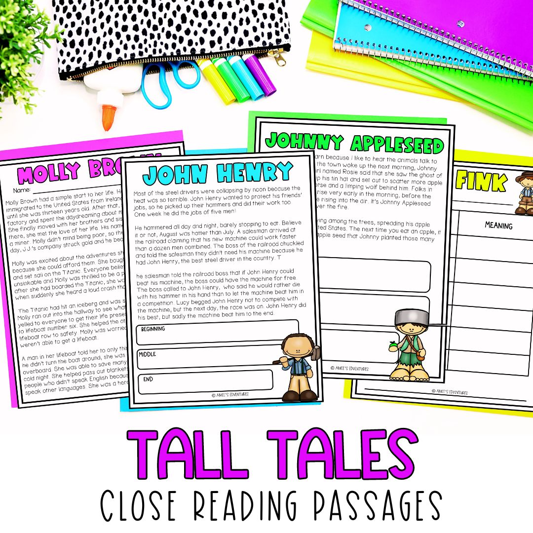 Reading Comprehension | Tall Tales | Fluency Passage | Figurative Lang ...