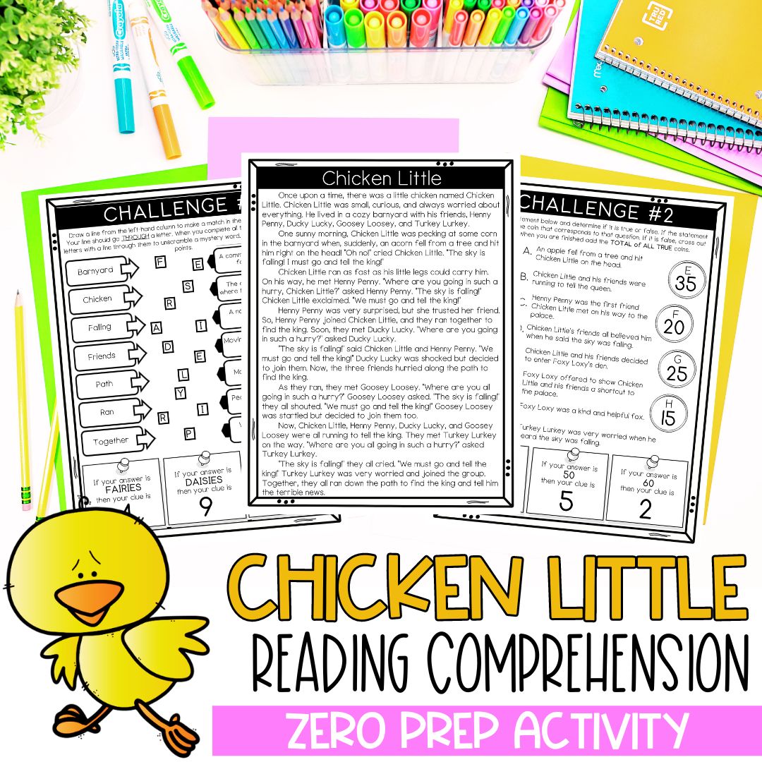 Chicken Little Fairytale | Reading Comprehension Game | Escape Room FR ...