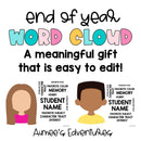 EDITABLE | Word Cloud | End of the Year Gifts for Students ...