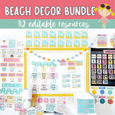 Beach Theme Classroom Decor Bundle | Editable Classroom Transformation ...