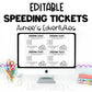 Editable Speeding Tickets Classroom Management System – AimeesEdventuresLLC