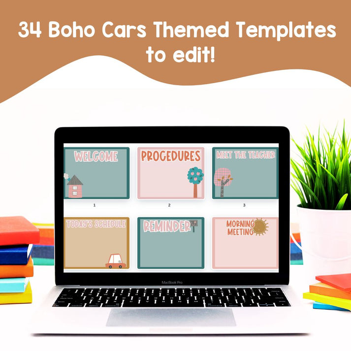 Boho Classroom Decor Bundle | Editable Slides Template PPT | Cars ...