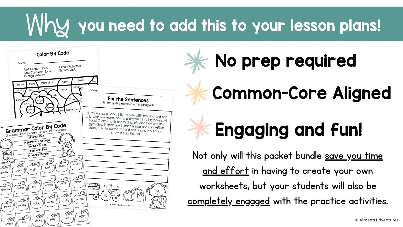 September NO PREP 3rd Grade Literacy Worksheets – AimeesEdventuresLLC