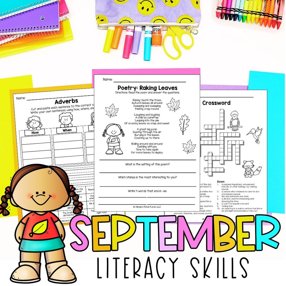 September NO PREP 3rd Grade Literacy Worksheets – AimeesEdventuresLLC