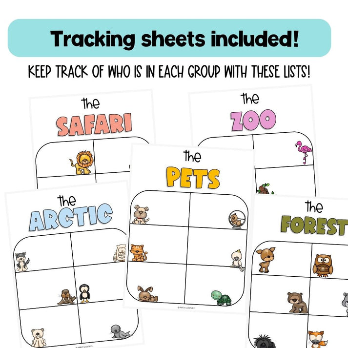 Small Group of 6 Animals Partner Pairing Cards | Classroom Management ...