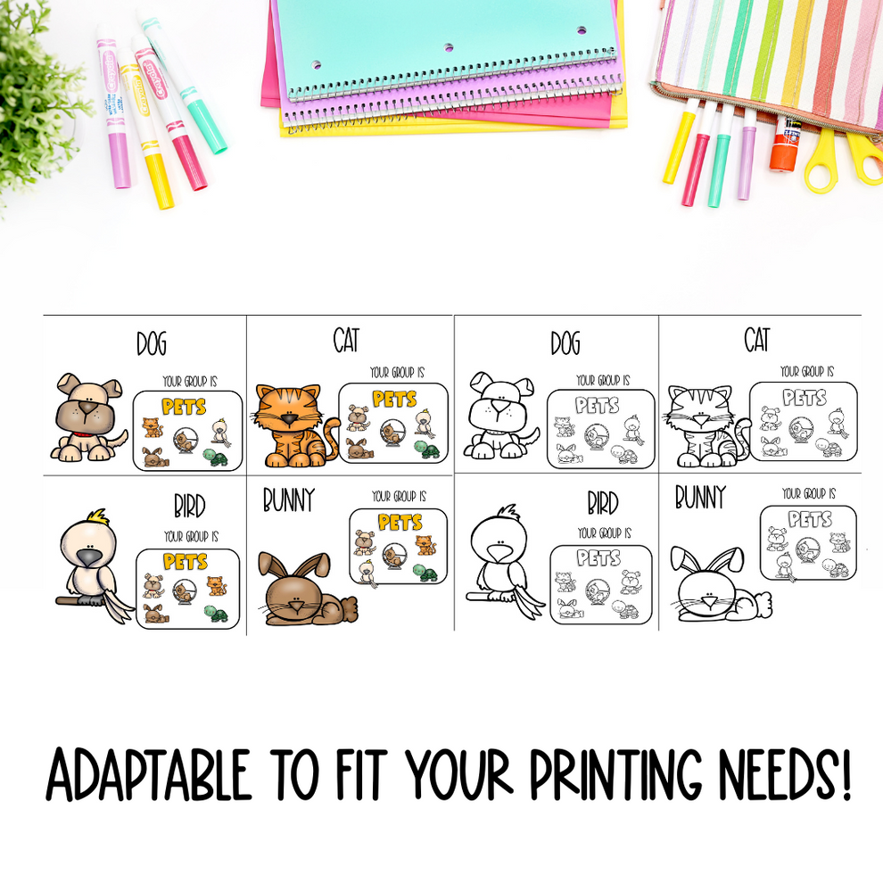 Small Group of 6 Animals Partner Pairing Cards | Classroom Management ...