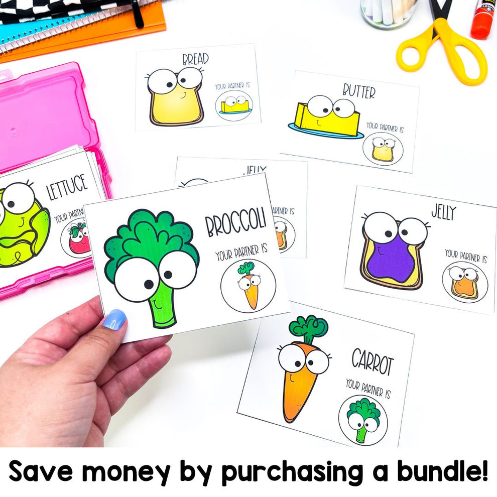 ORIGINAL Peanut Butter and Jelly Partner Pairing Cards | Classroom Man ...
