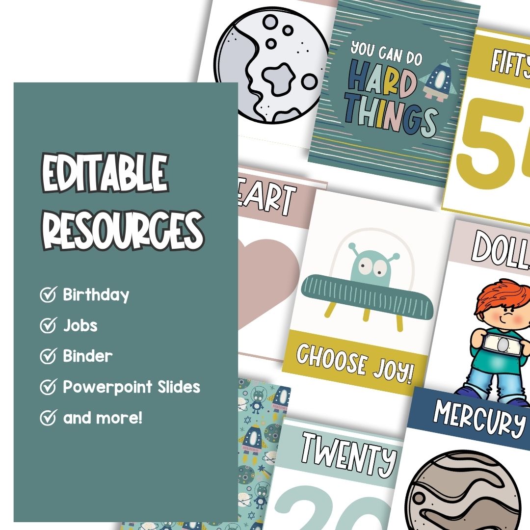 Space Theme Classroom Decor Bundle | Editable Classroom Transformation ...