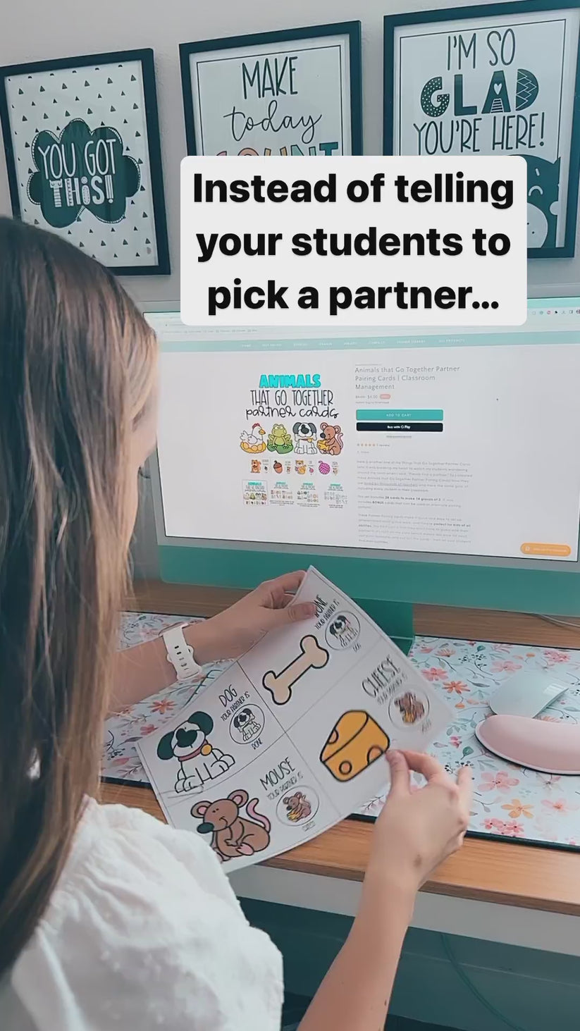 Animals that Go Together Partner Pairing Cards | Classroom Management ...