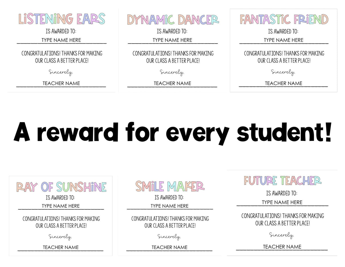 50 Editable Classroom Superlatives End of Year Awards | Digital or Pri ...