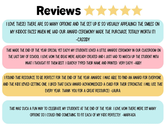 50 Editable Classroom Superlatives End of Year Awards | Digital or Pri ...